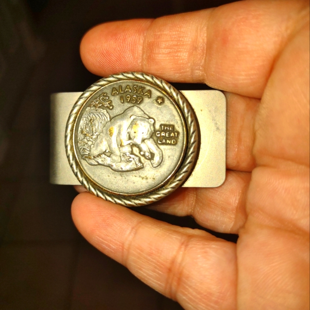 Vintage Money Clip - 1959 Alaska Coin - Gem